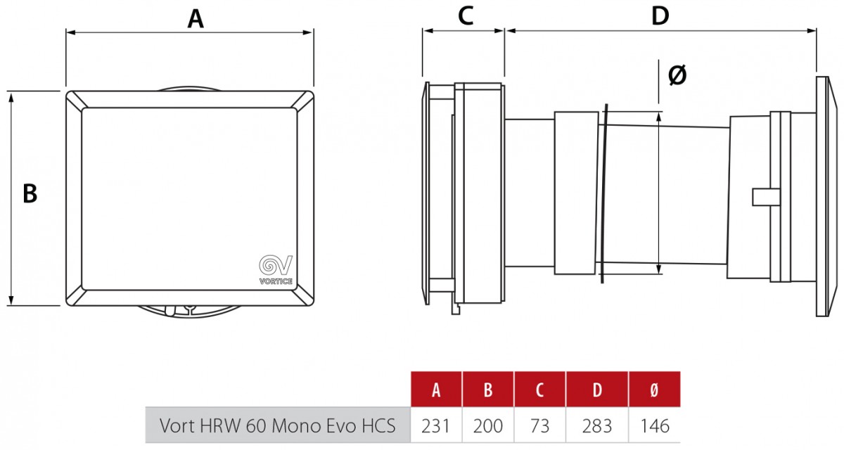 Vort HRW 60 Mono Evo HCS » Allvent Ventilation Products
